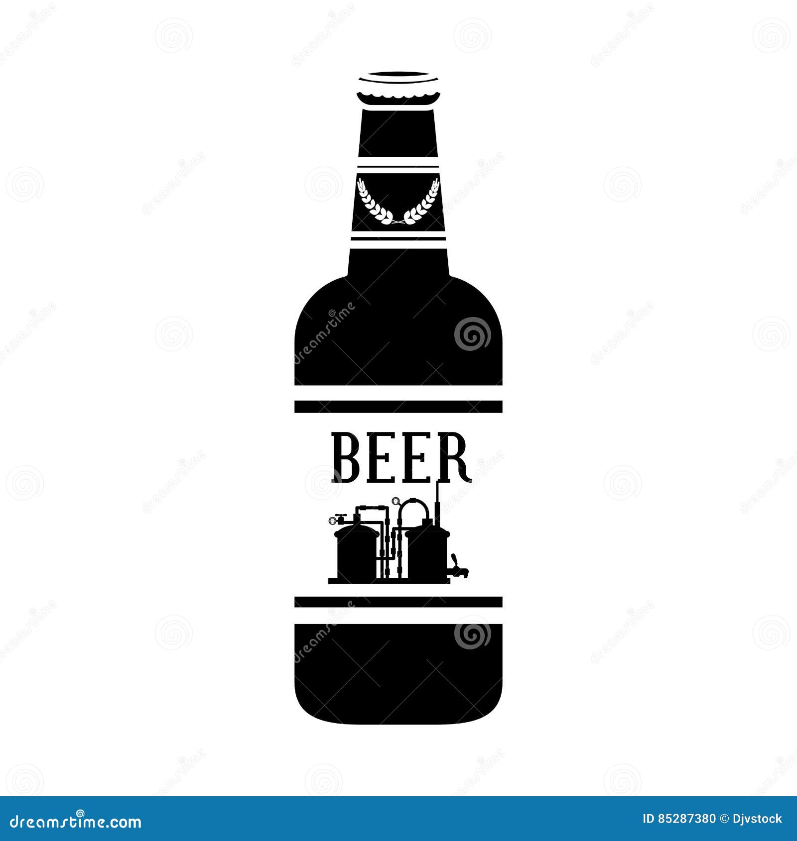 Black Bottle of Beer Icon Design Stock Illustration - Illustration of ...