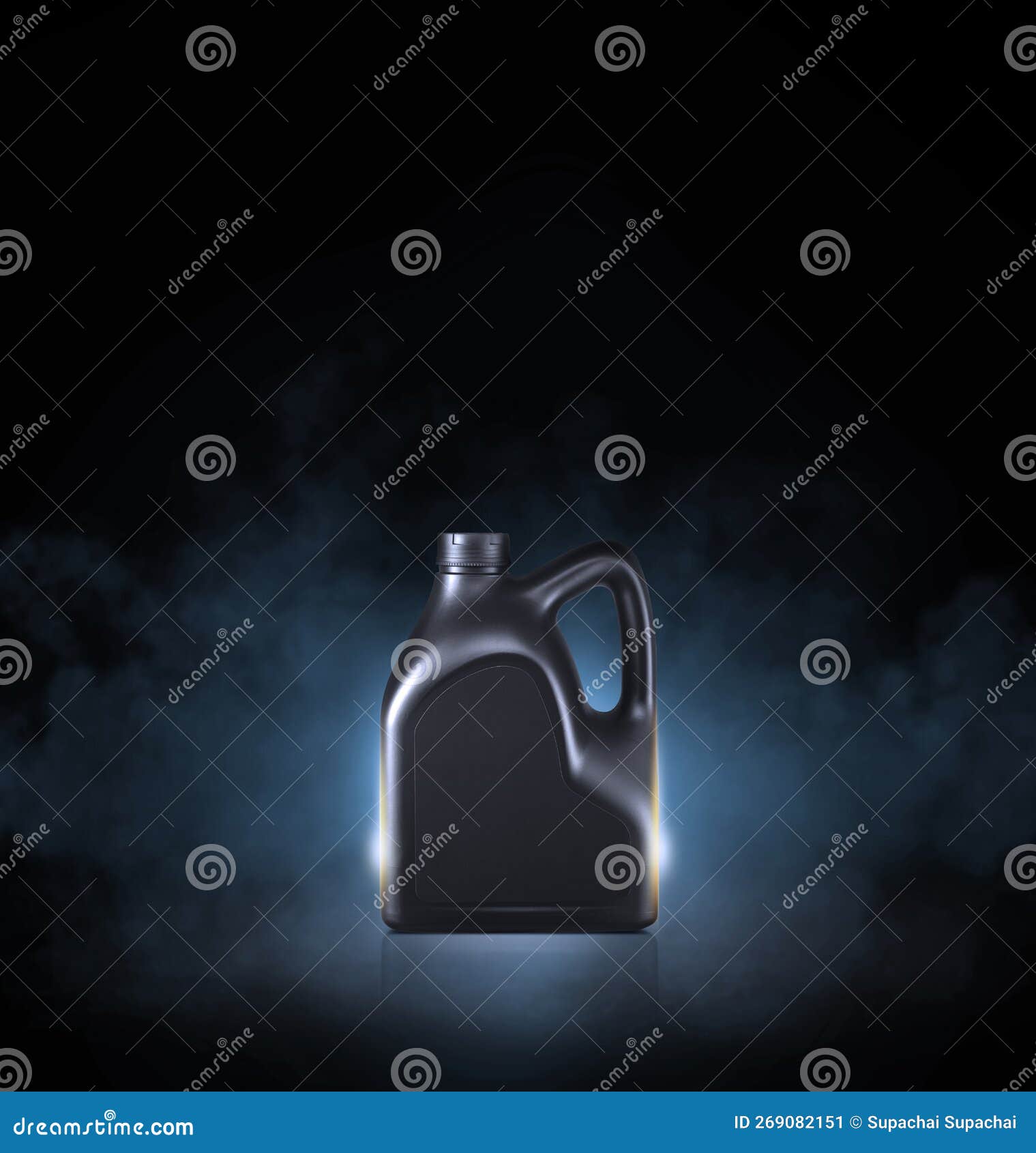 Black Bottle of Engine Oil on Black Background with Smoke Stock Image ...