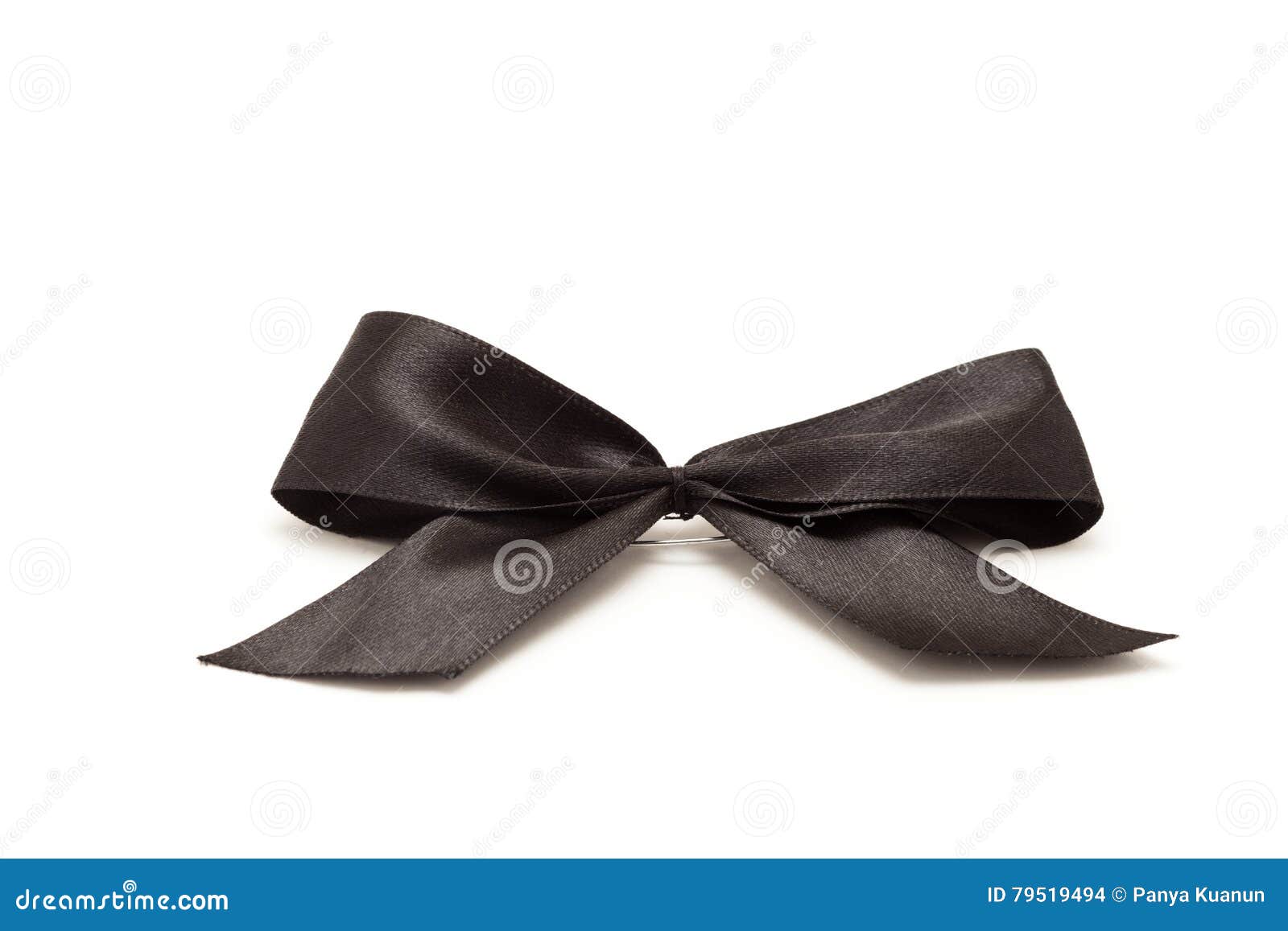 Black Bow Ribbon Isolated on White Background. Stock Photo - Image of ...