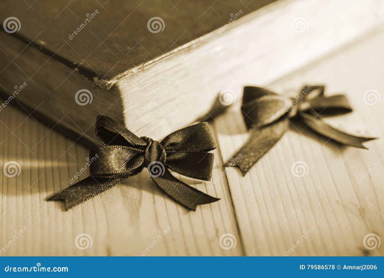 Black Bow with Ribbon with Old Book Stock Photo - Image of black ...