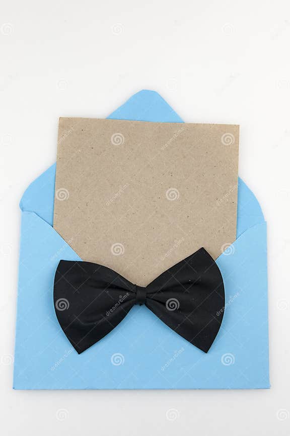 Black Bow Tie with Blank Invitation on White Background Stock Photo ...