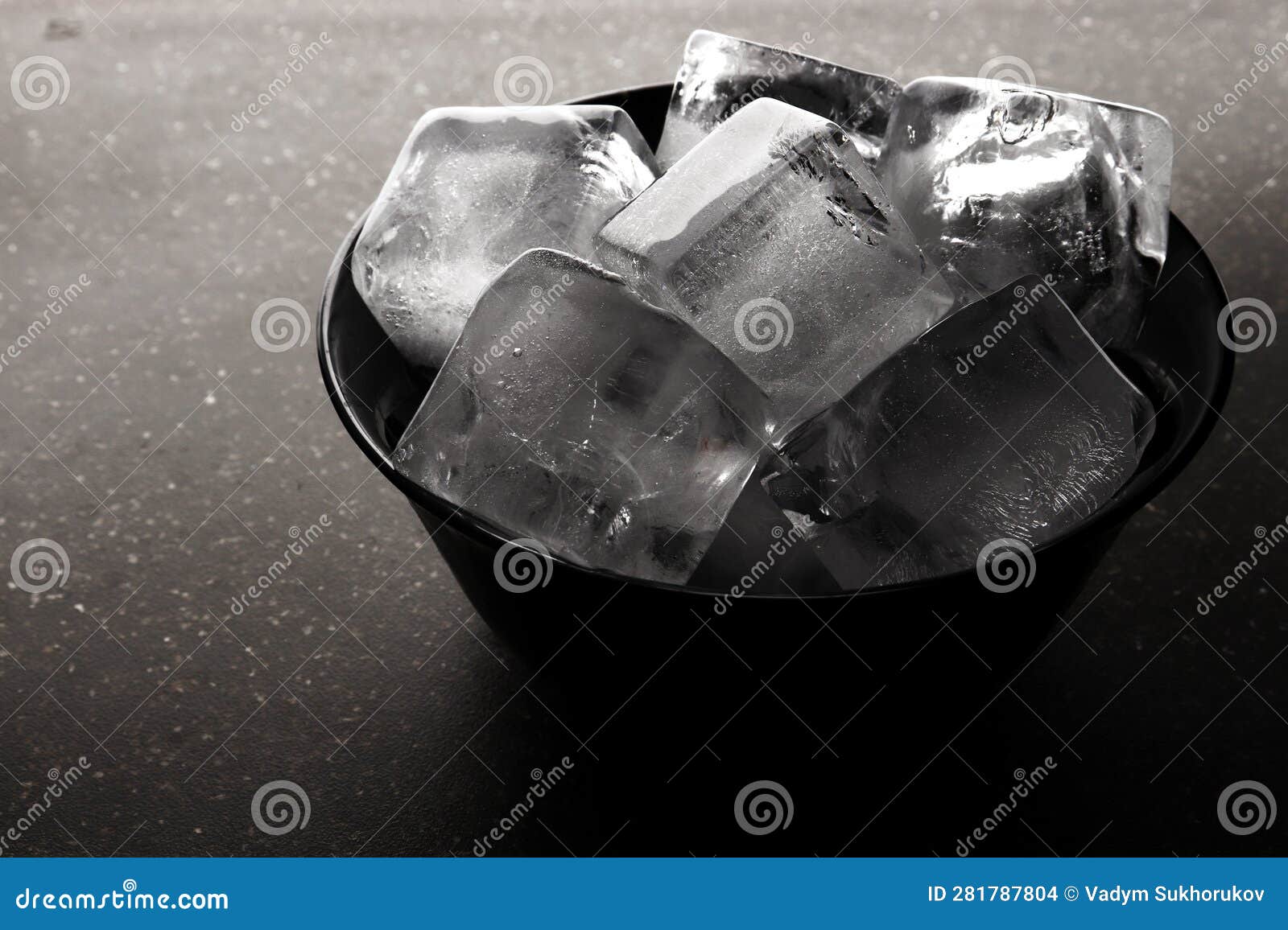 Black Bowl Filled To the Brim with Ice Stock Photo - Image of cube ...