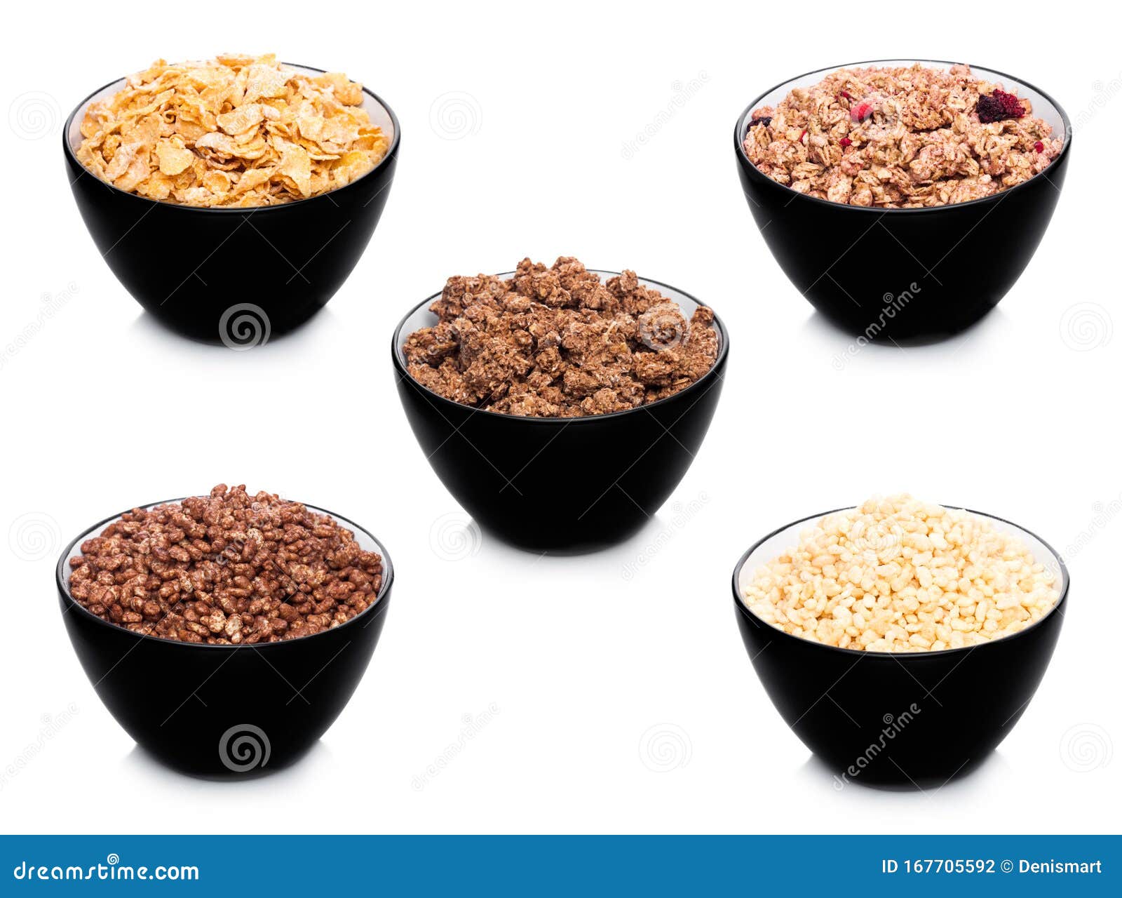 Black Bowl with Natural Organic Granola Cereal Stock Photo - Image of ...