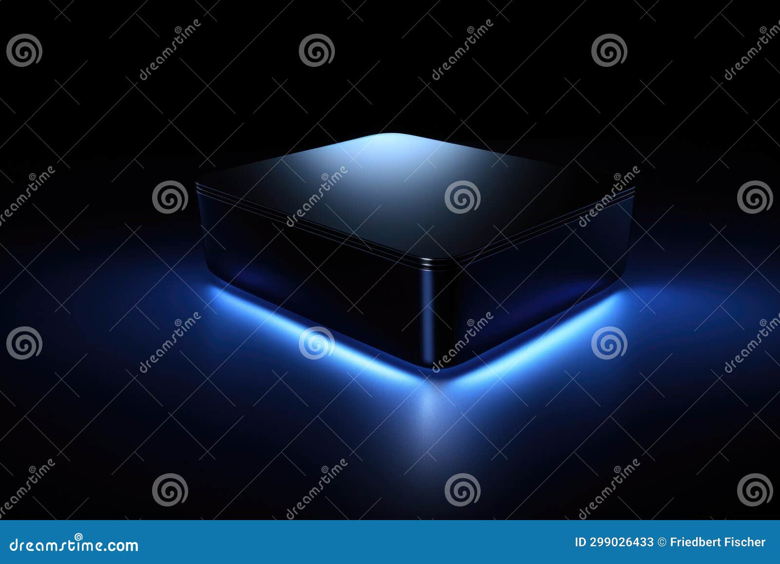 A Black Box with Blue Lights in the Dark Stock Illustration ...