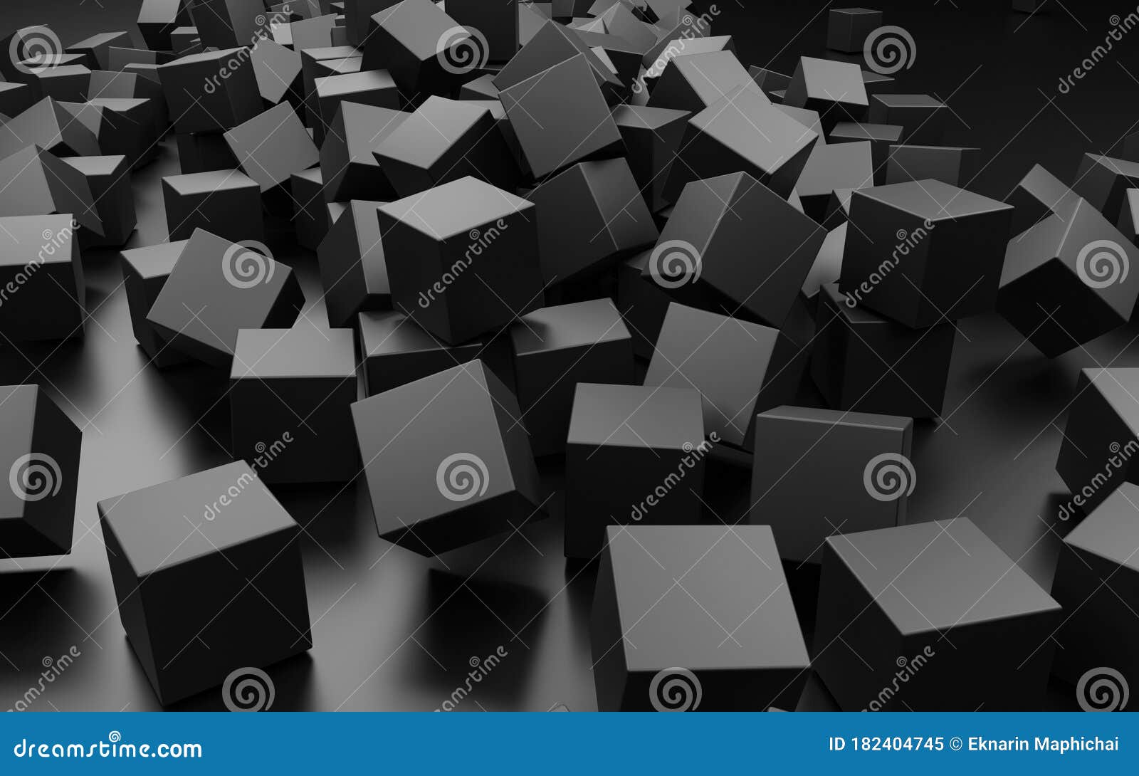 Black Box 3D Rendering in Dark Scene Stock Illustration - Illustration ...