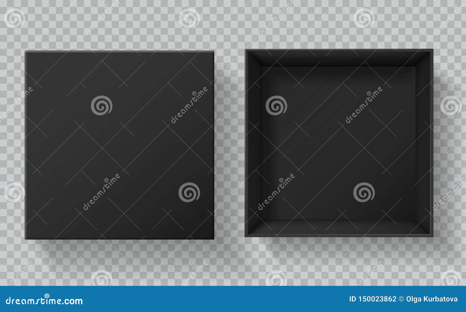 Black Box Packaging. Top View Open and Closed Gift Presentation Boxes ...
