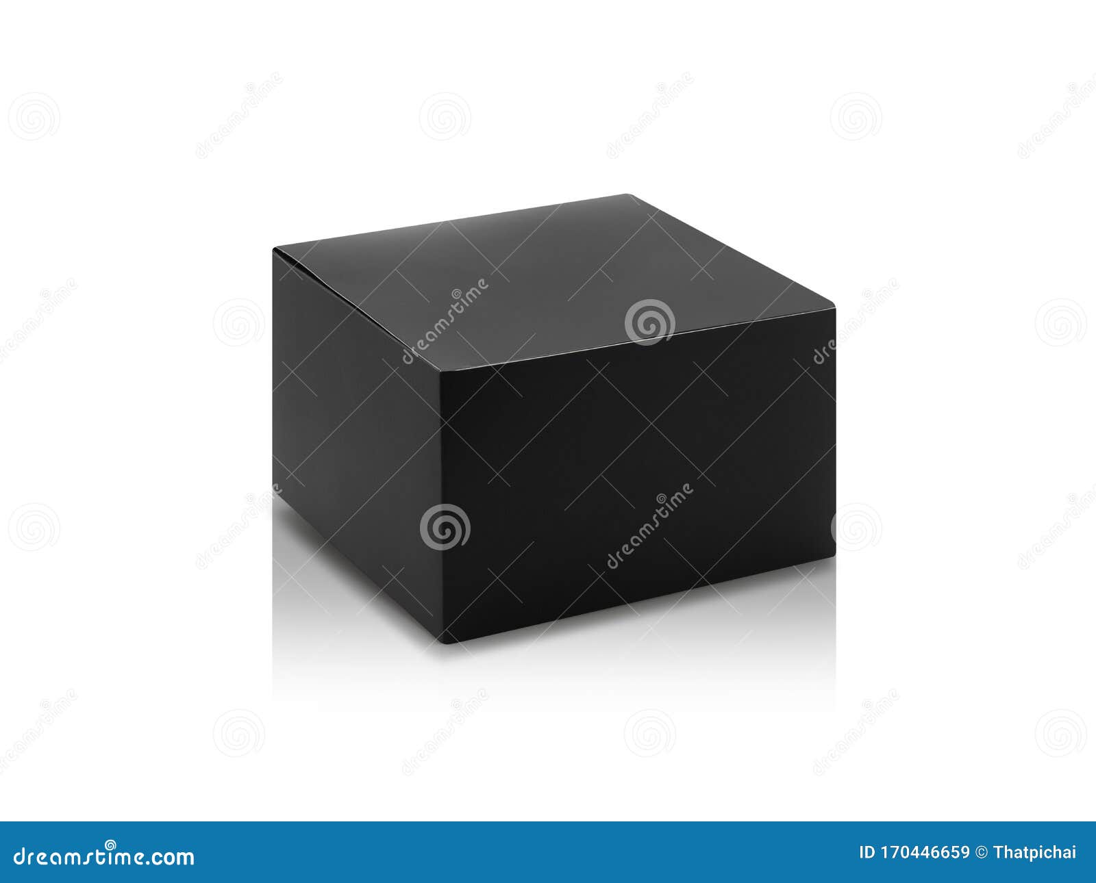 Black Box Product Packaging in Side View Isolated on White Background ...