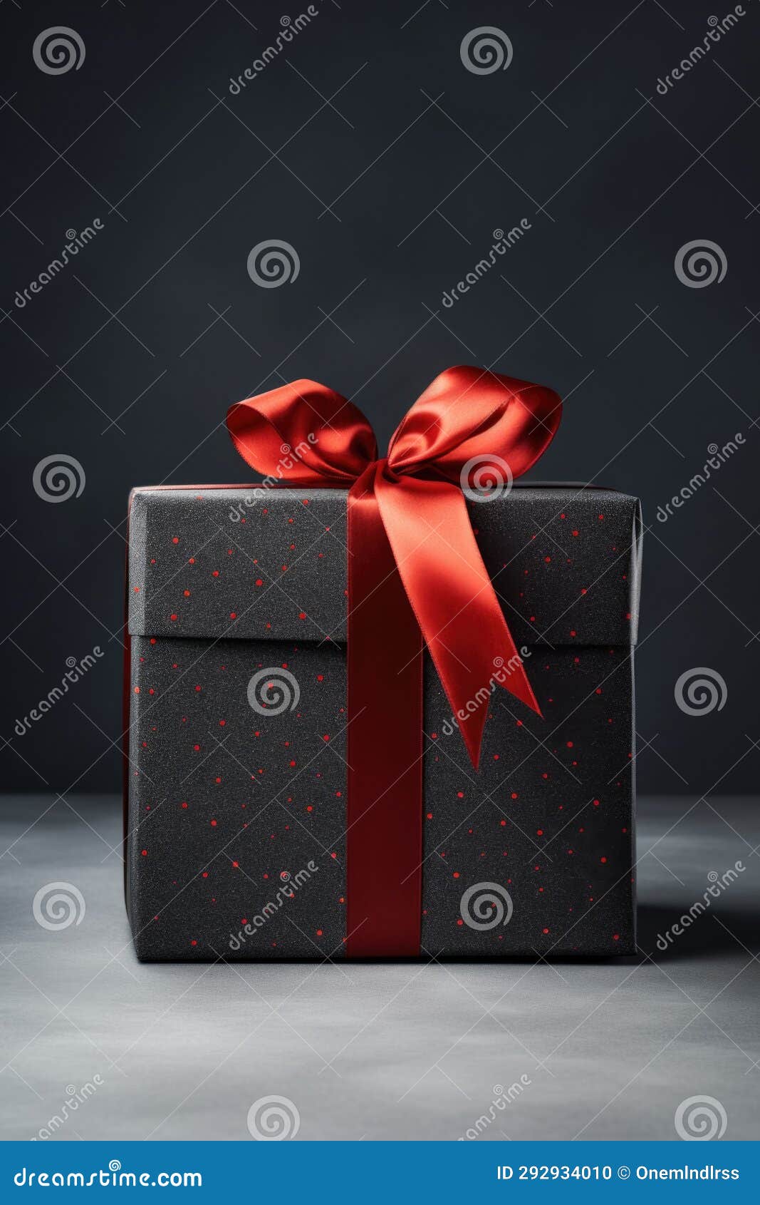 Black Box with Red Ribbon Bow Stock Photo - Image of surprise, wrap ...