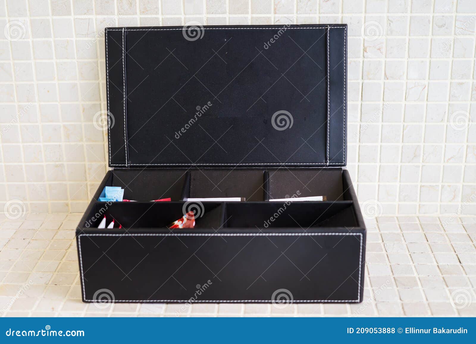 Black Box on a Tile Background. Low Angle View Stock Photo - Image of ...