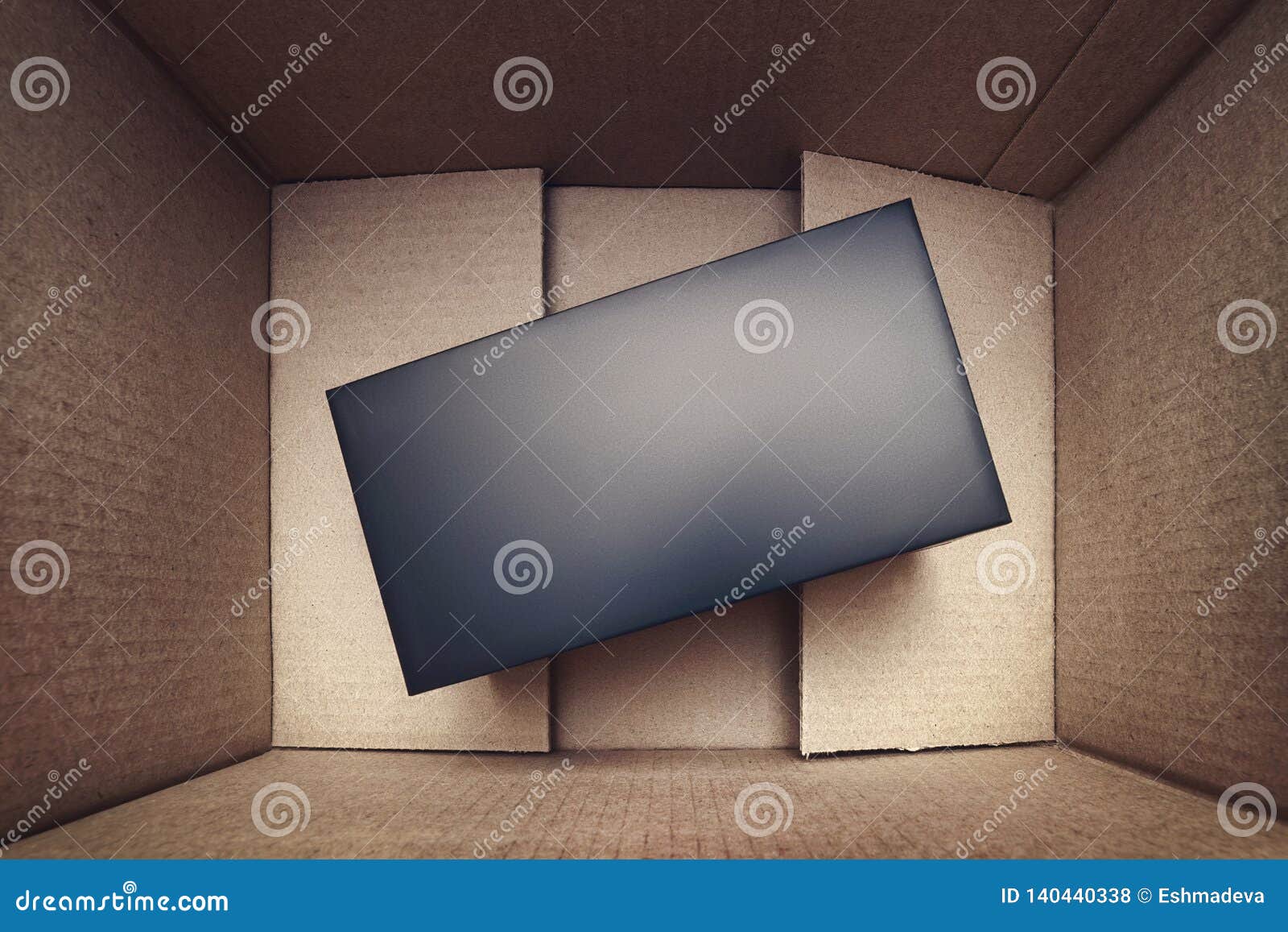 Black Box in the Box Top View Stock Photo - Image of present ...