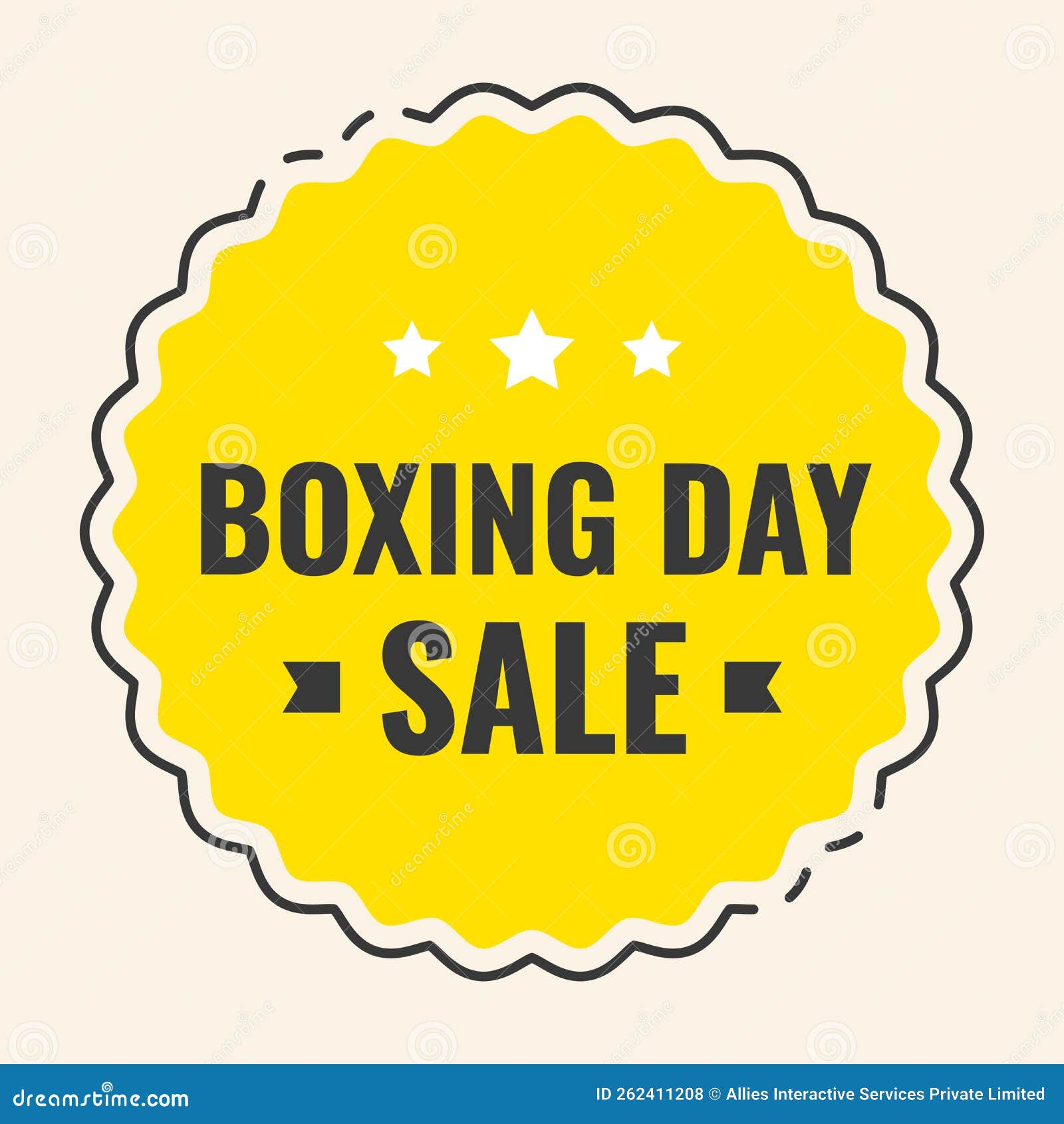 Black Boxing Day Text with Wavy Circle Frame on Yellow Background for ...