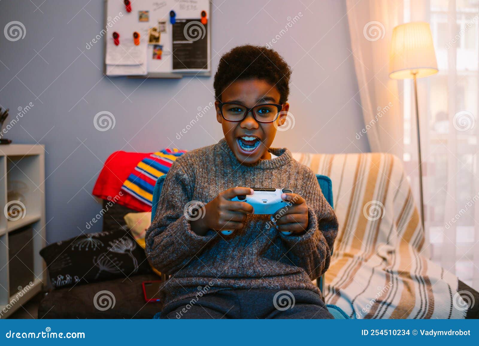 Black Boy Screaming while Using Joystick while Playing Online Game ...