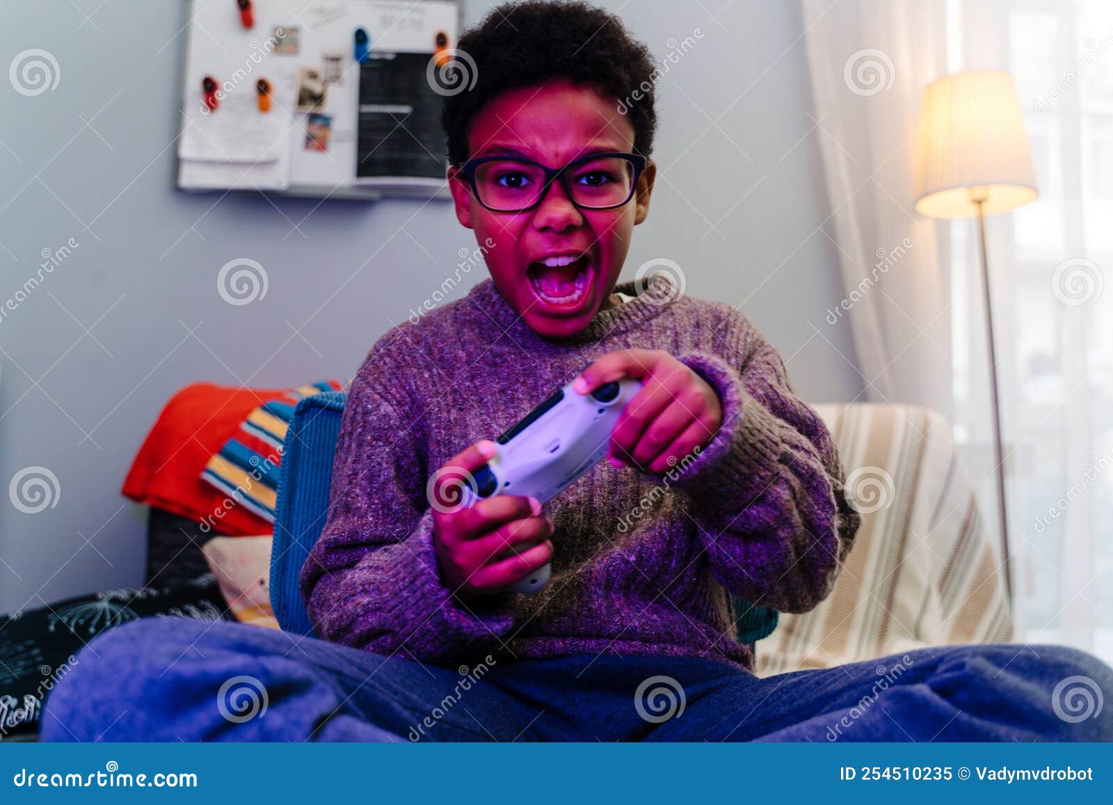 Black Boy Screaming while Using Joystick while Playing Online Game ...