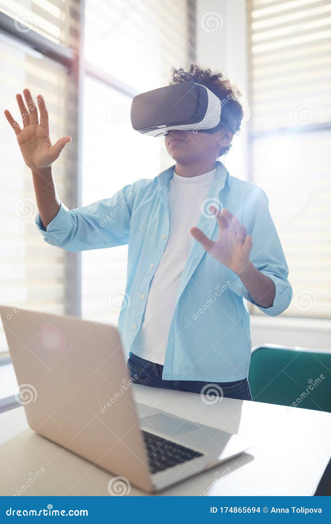 Black Boy with VR Headset stock photo. Image of people - 174865694
