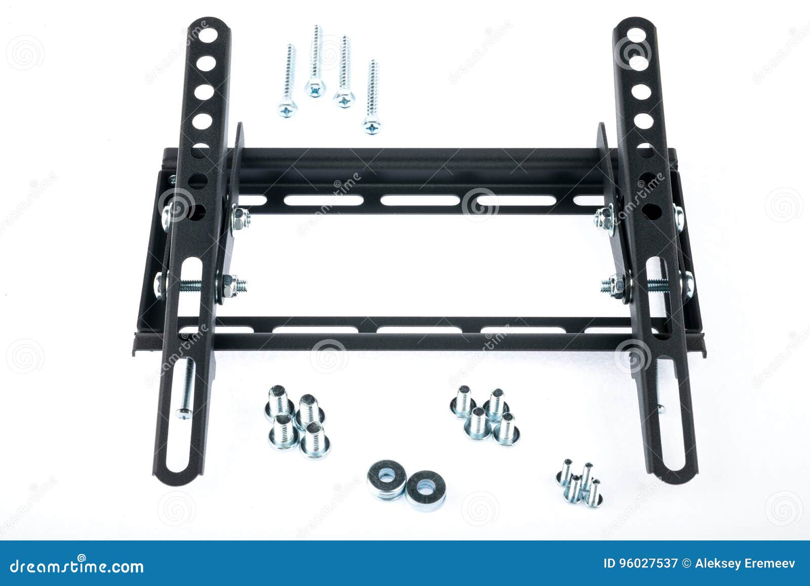Black Bracket, with Two Vertical Mounts, for a TV with Accessories, on ...