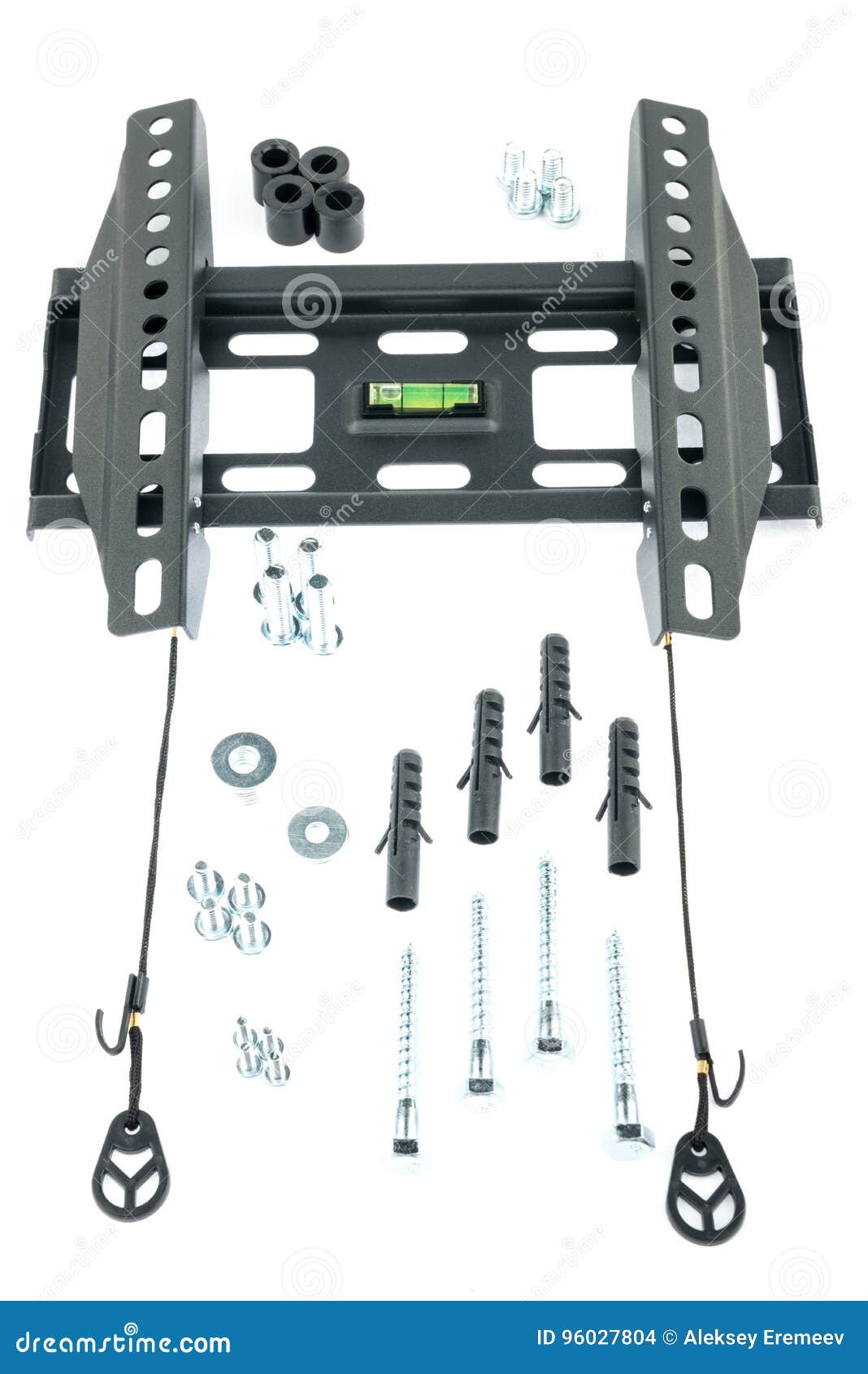 Black Bracket, with Two Vertical Mounts, for a TV with Accessories, on ...