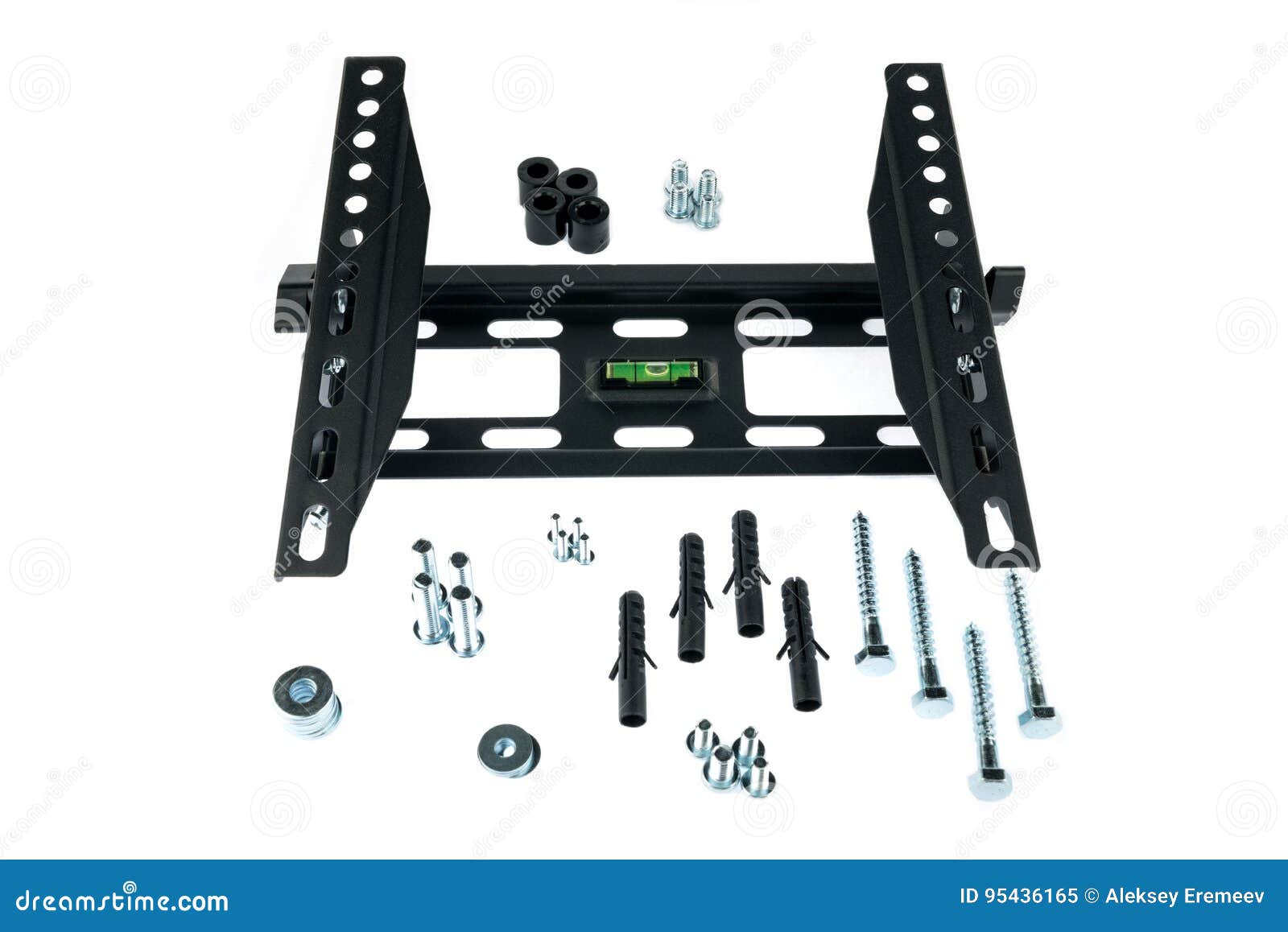 Black Bracket, with Two Vertical Mounts, for a TV with Accessories, on ...