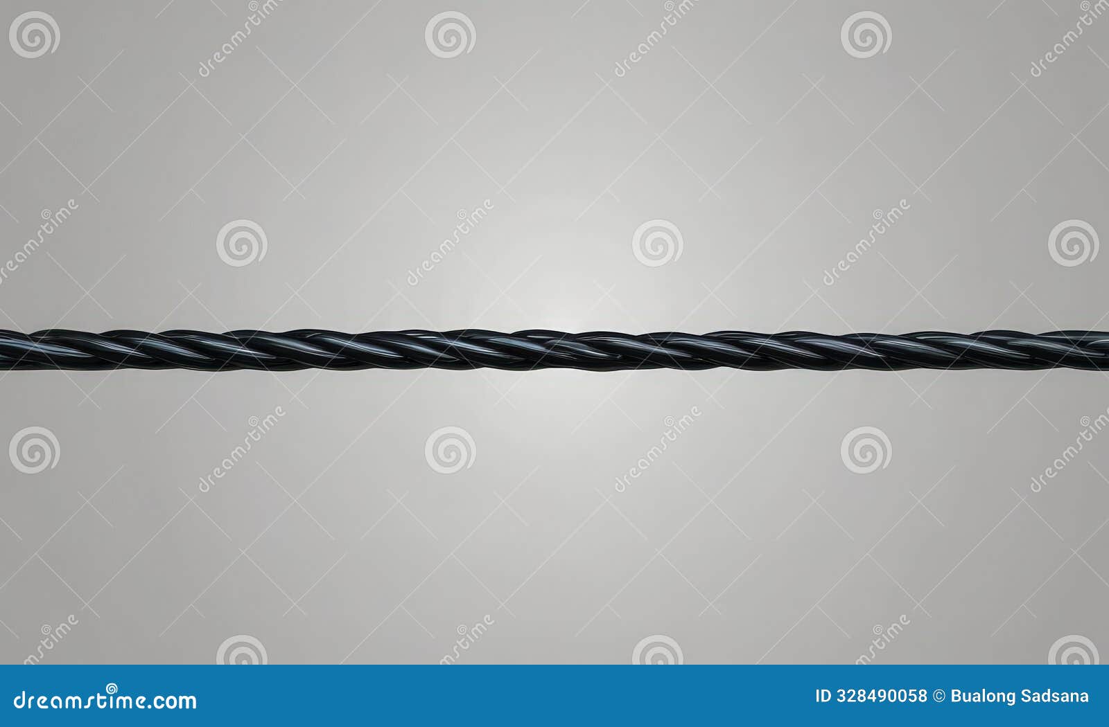 Black Braided Rope with Twisted Pattern Stretches Across the Frame ...