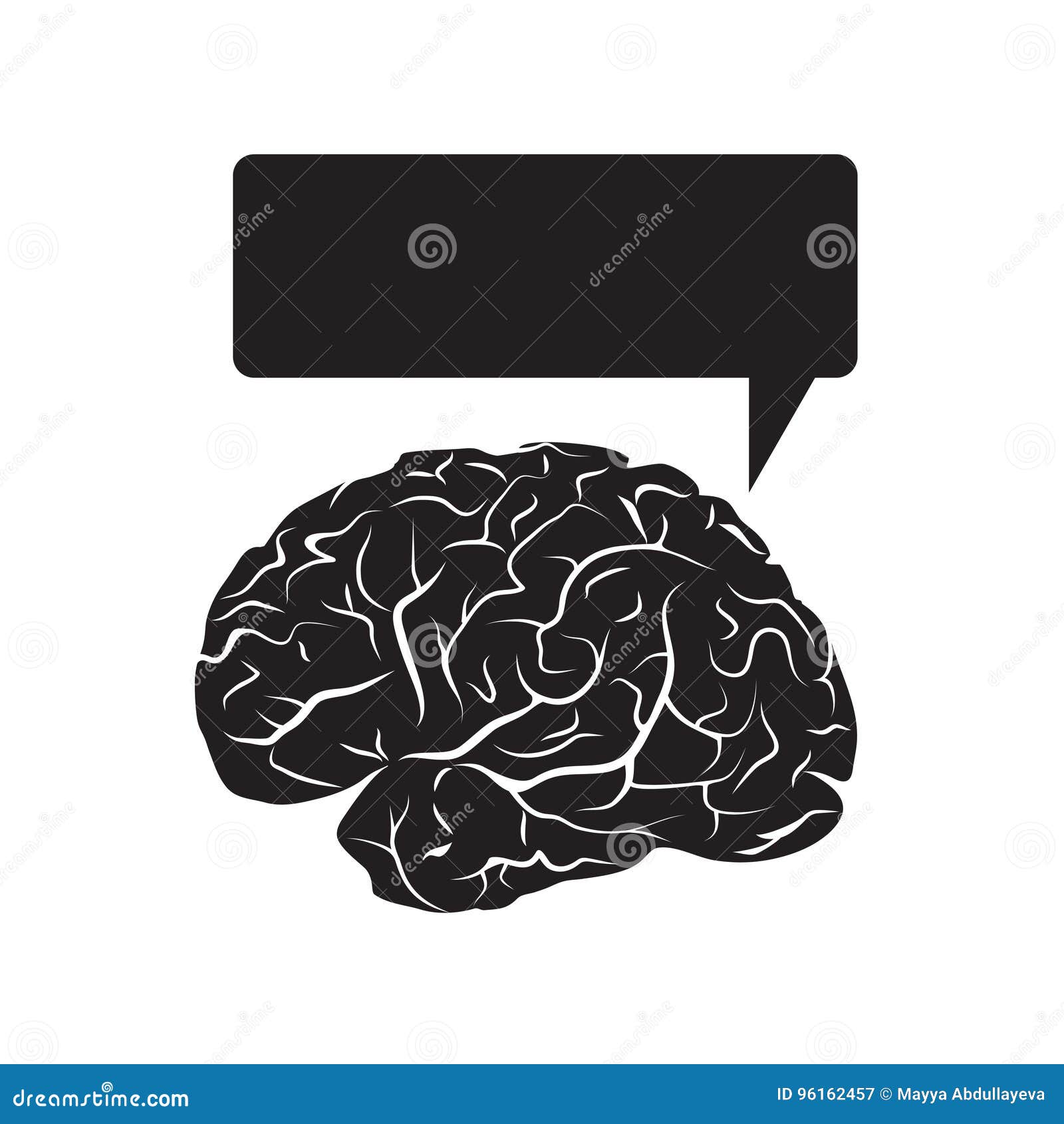 Black Brain Mark with Talking Cloud. Stock Vector - Illustration of ...