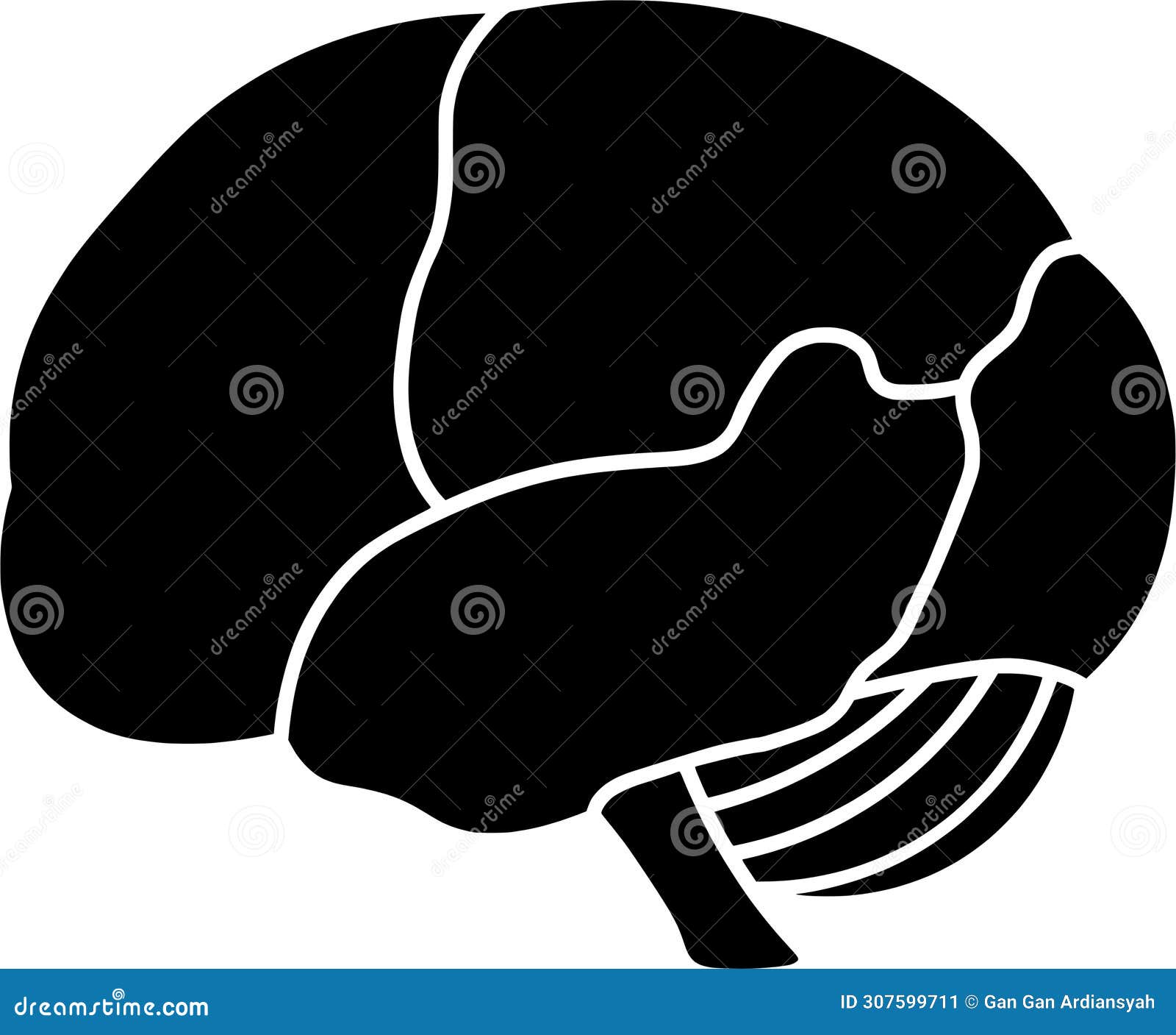 Black Brain Silhouette or Flat Education Illustration of Idea Logo ...