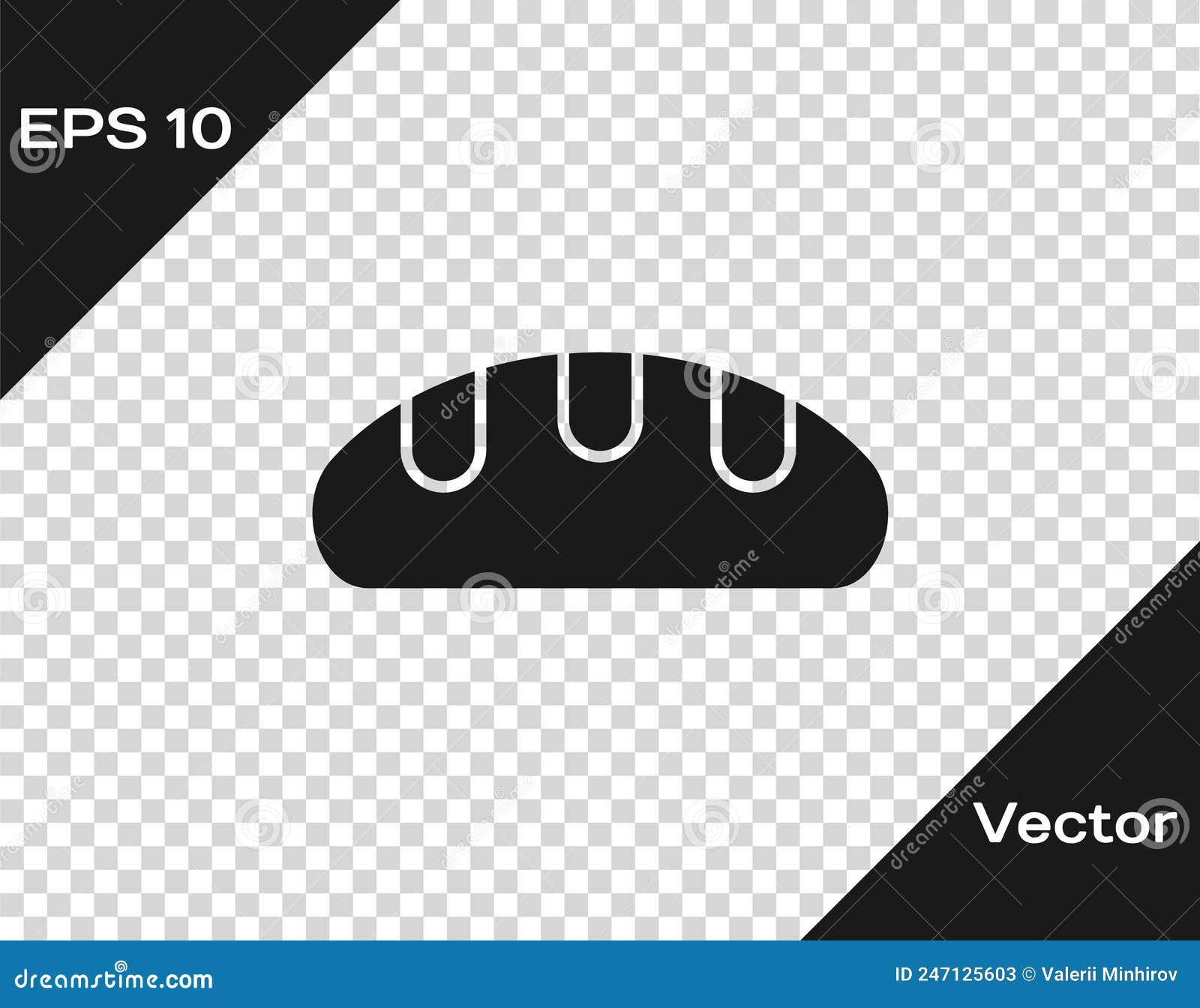 Black Bread Loaf Icon Isolated on Transparent Background. Vector Stock ...