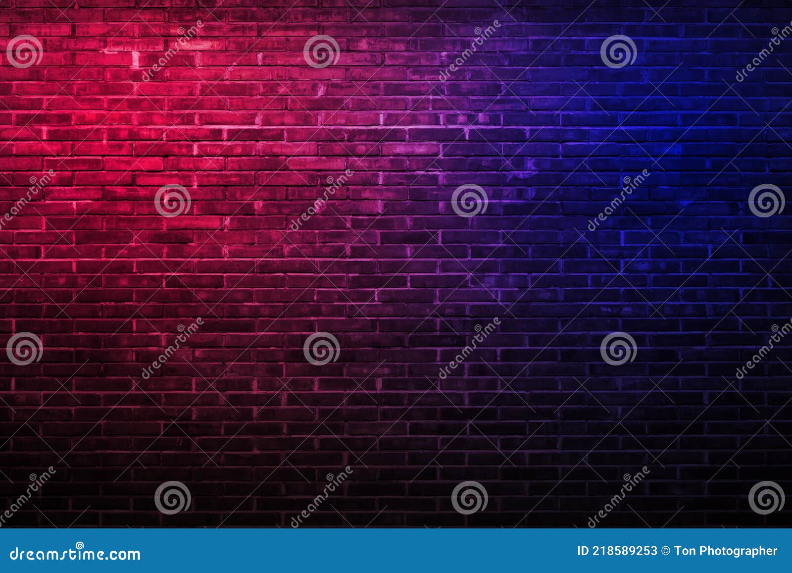 Black Brick Wall Background Rough Concrete with Neon Lights and Glowing ...