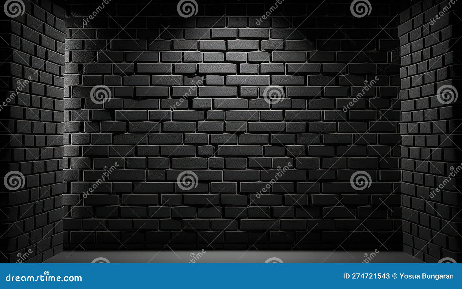Black Brick Wall With A Dark Background Digital Art Illustration