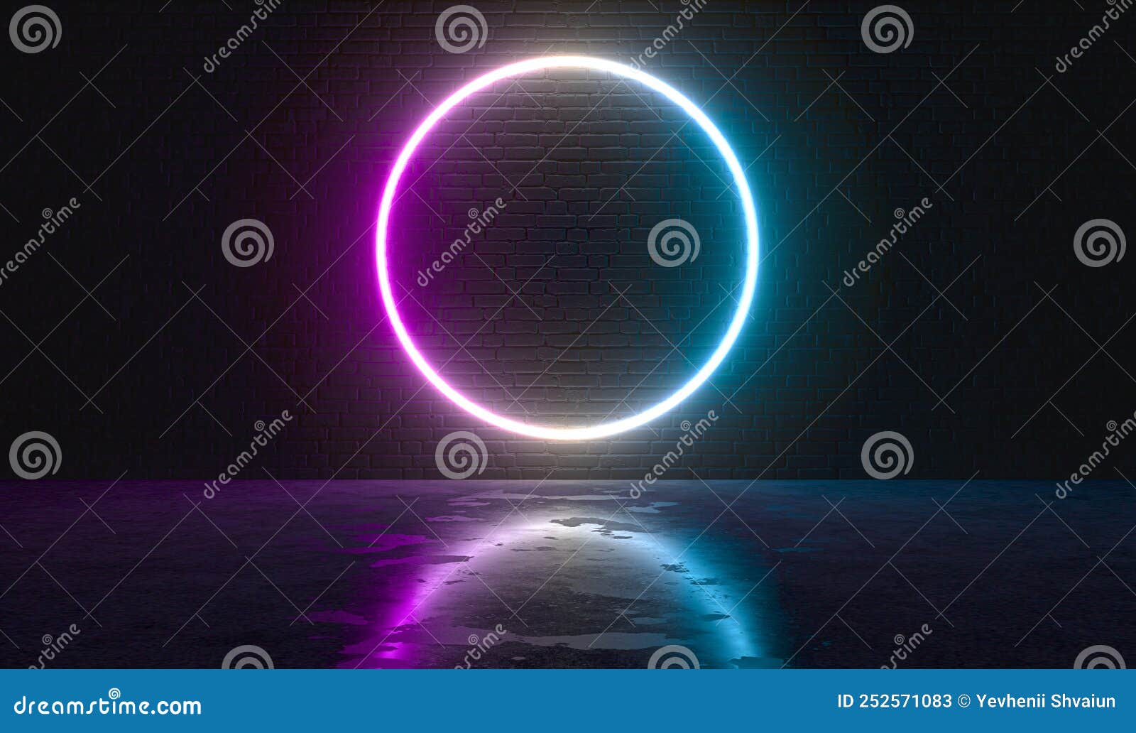 Black Brick Wall with Neon Lights Backdrop. 3d Rendering Stock ...