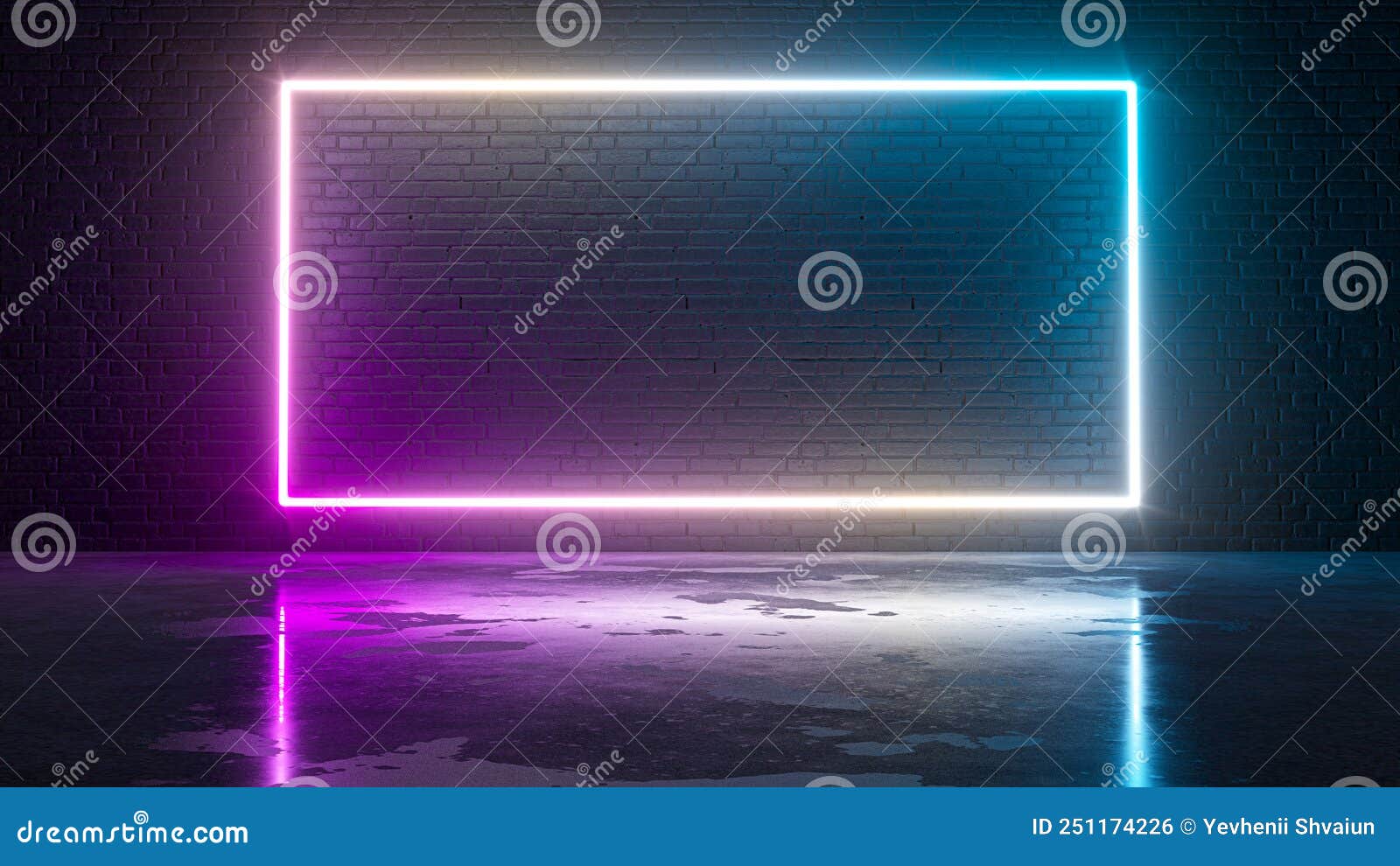 Black Brick Wall with Neon Lights Backdrop. 3d Rendering Stock ...