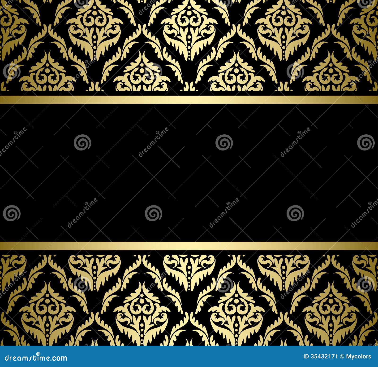 Black Bright Card with Gold Pattern - Vector Stock Vector ...