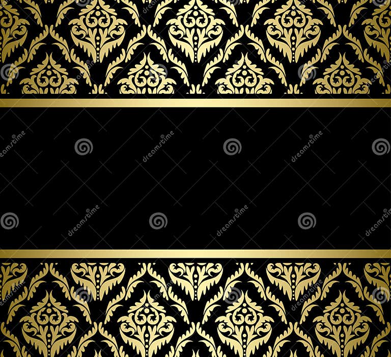 Black Bright Card with Gold Pattern - Vector Stock Vector ...
