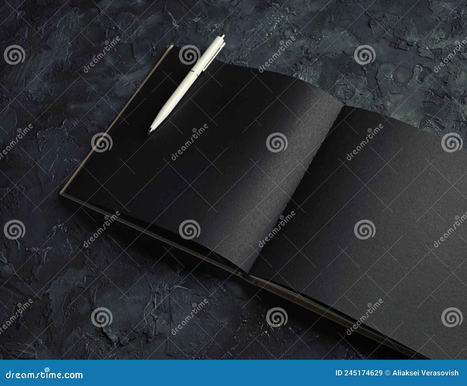 Black brochure, pen stock image. Image of catalogue - 245174629