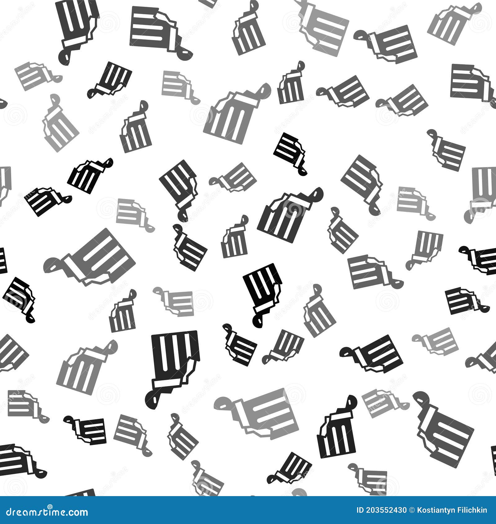 Black Broken Ancient Column Icon Isolated Seamless Pattern on White ...