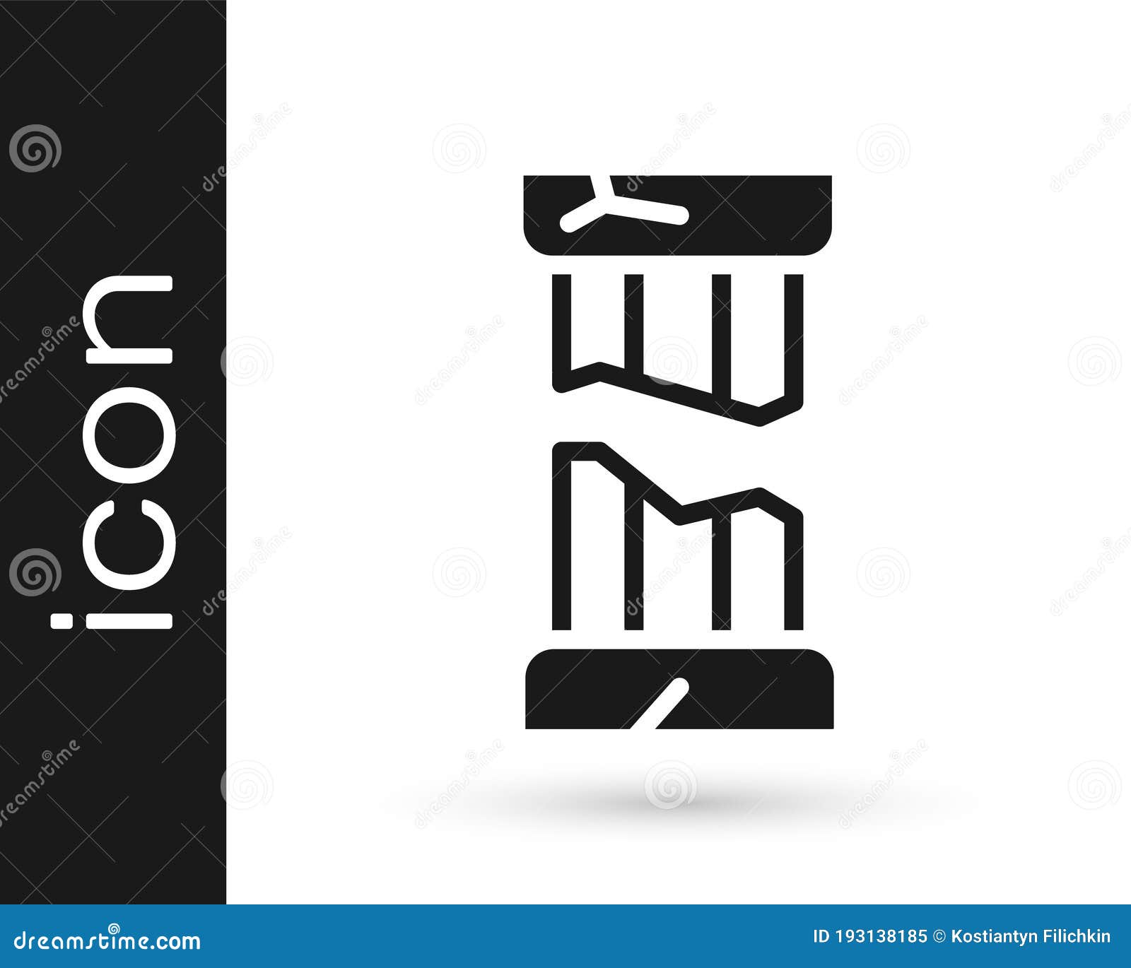 Black Broken Ancient Column Icon Isolated on White Background. Vector ...