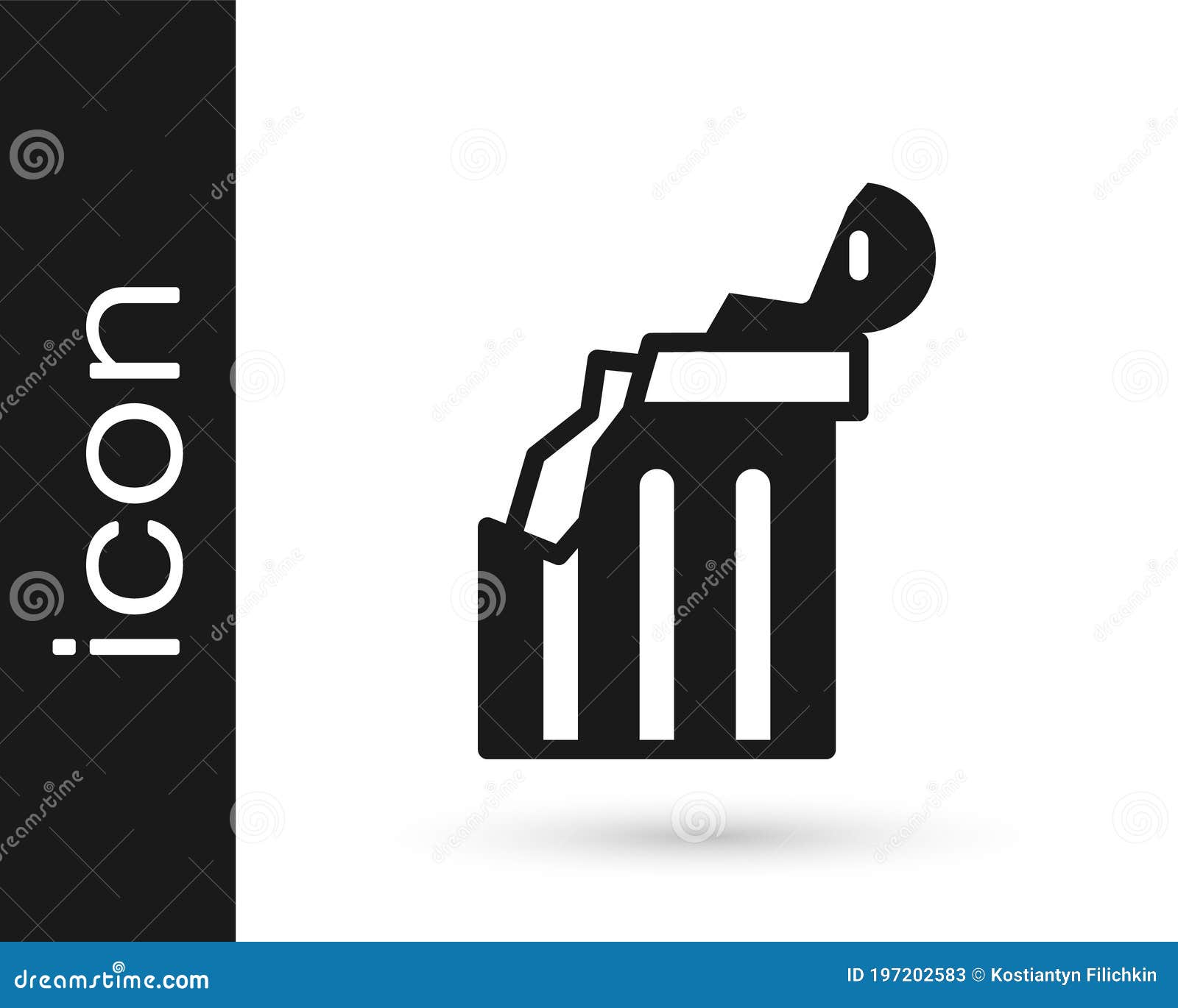 Black Broken Ancient Column Icon Isolated on White Background. Vector ...