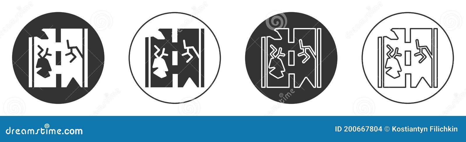 Black Broken Road Icon Isolated on White Background. Circle Button ...