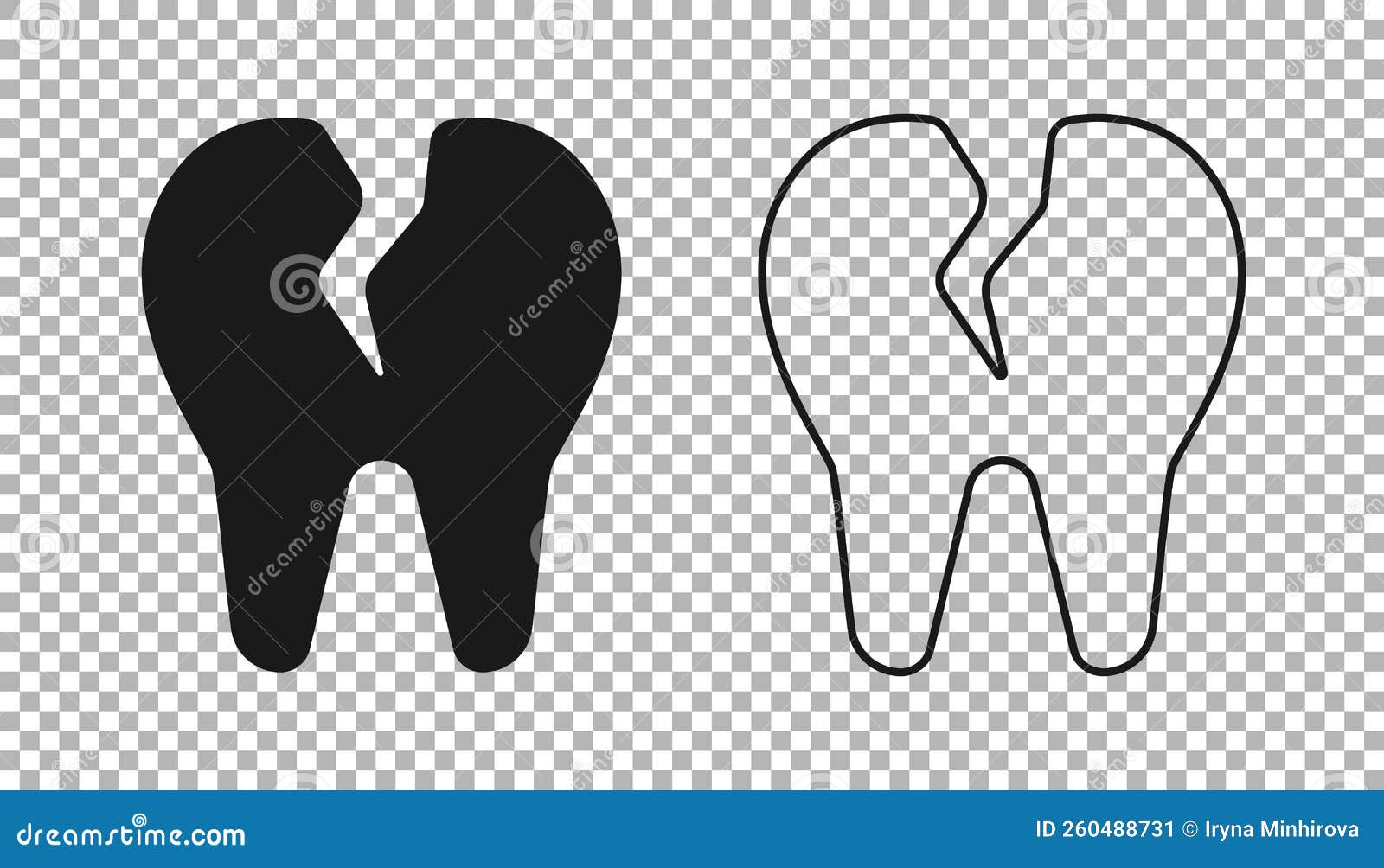 Black Broken Tooth Icon Isolated on Transparent Background. Dental ...