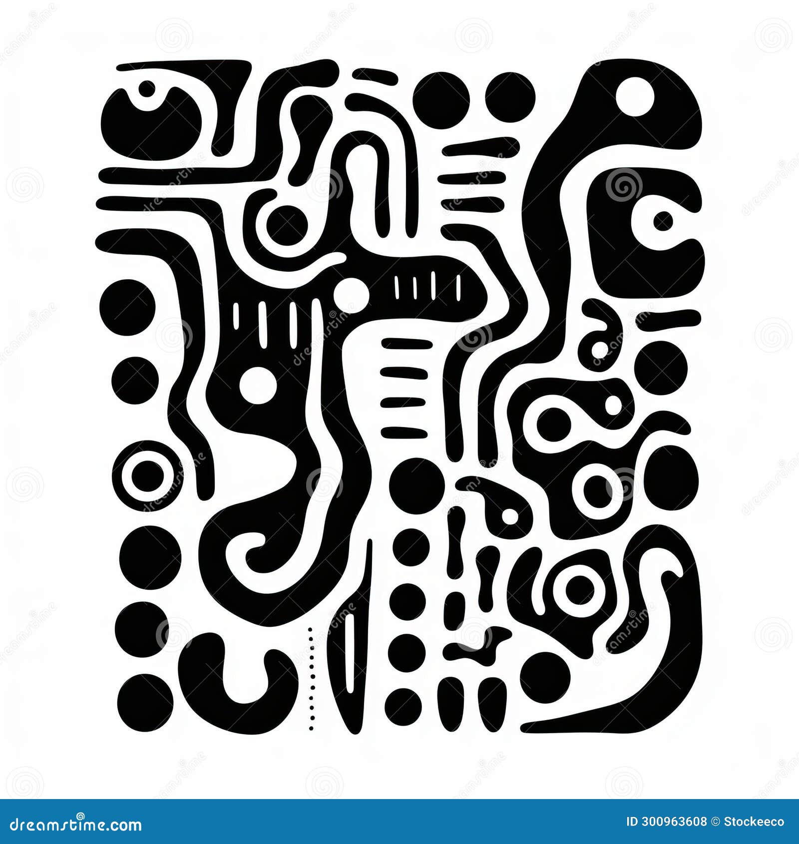 Playful Biomorphs: a Bold Stencil Drawing of Pre-columbian Abstraction ...