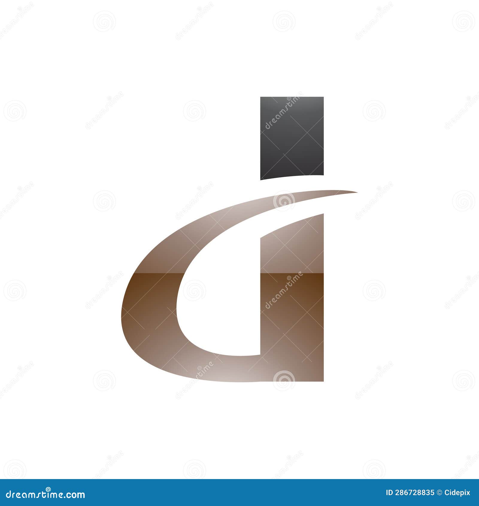 Black and Brown Glossy Curvy Pointed Letter D Icon Stock Vector ...