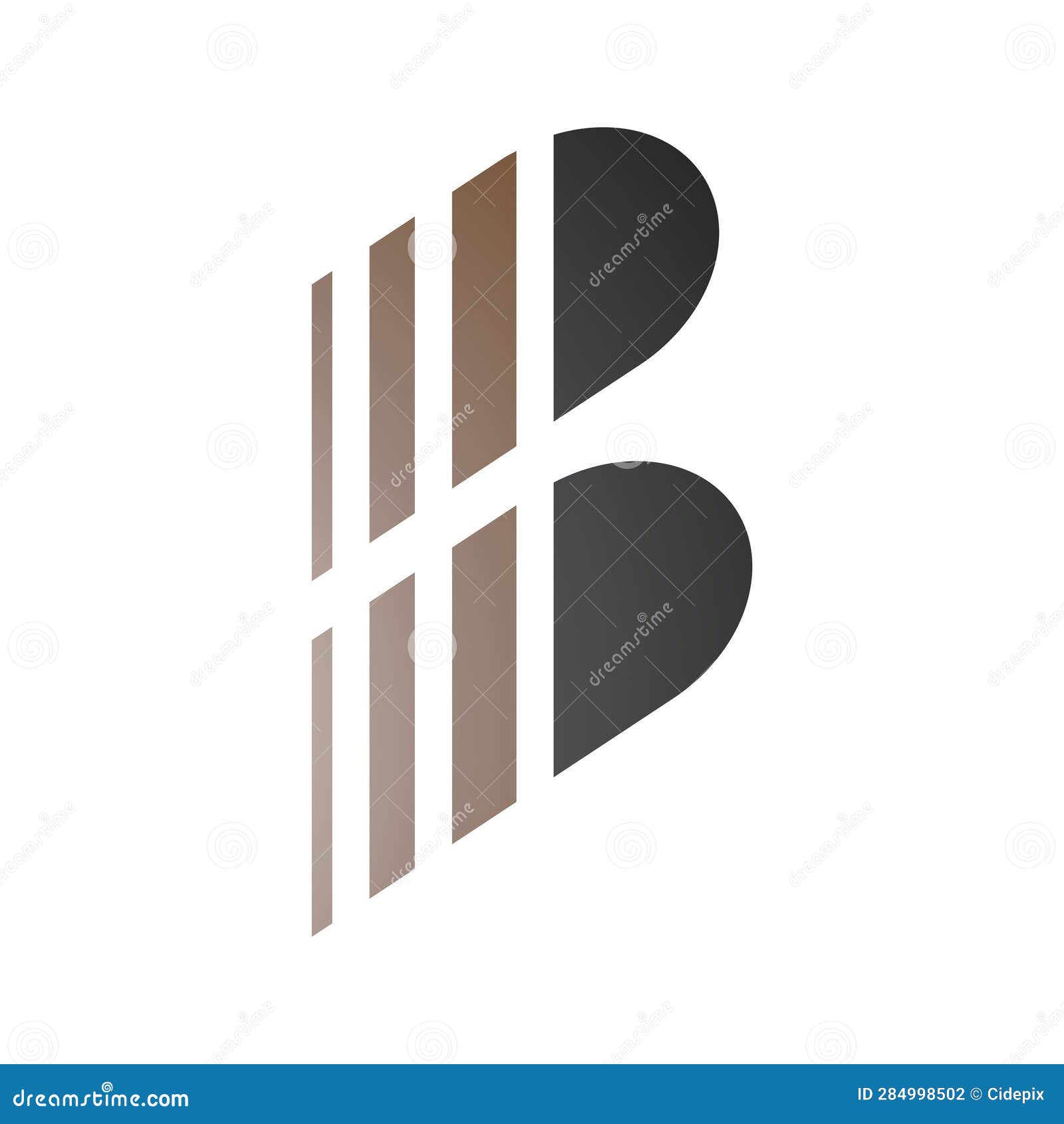 Black and Brown Letter B Icon with Vertical Stripes Stock Vector ...
