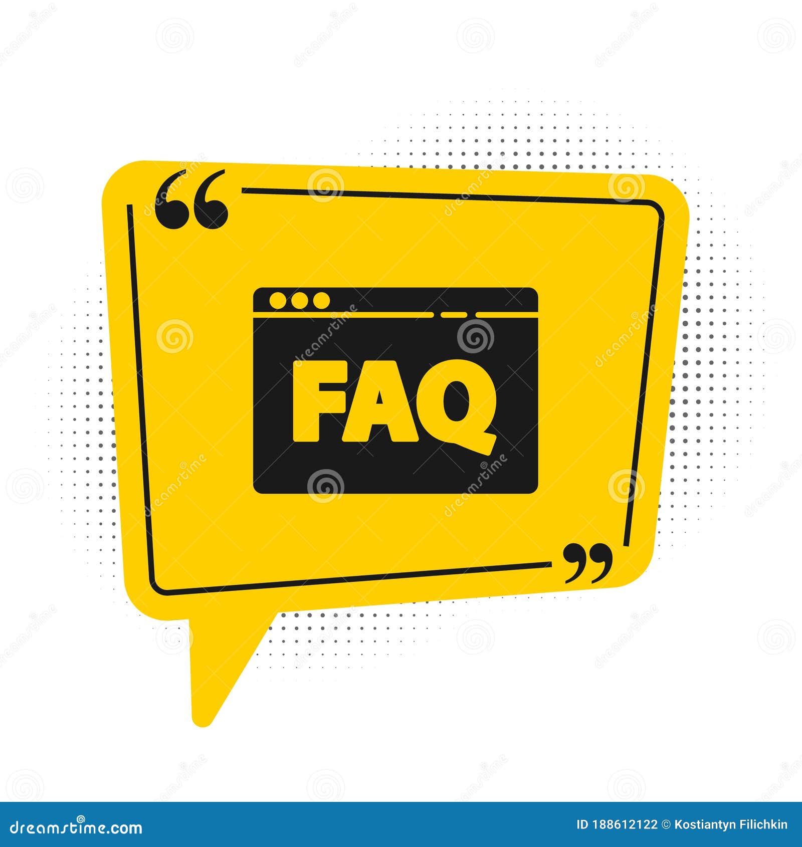 Black Browser FAQ Icon Isolated On White Background. Internet ...