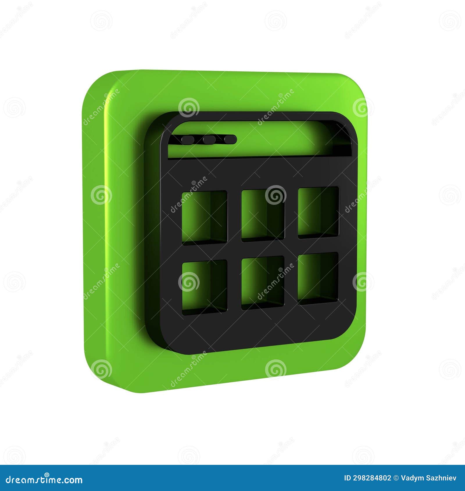 Black Browser Files Icon Isolated on Transparent Background. Green ...
