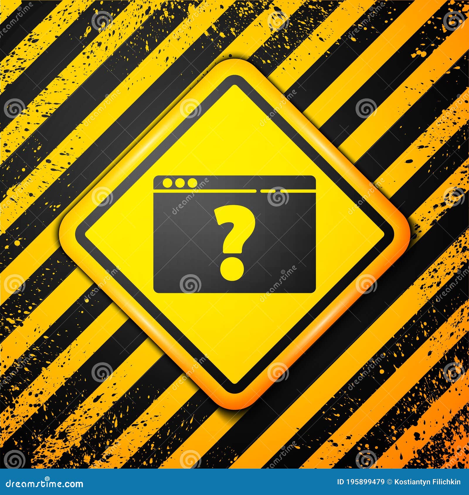 Black Browser With Question Mark Icon Isolated On Yellow Background ...