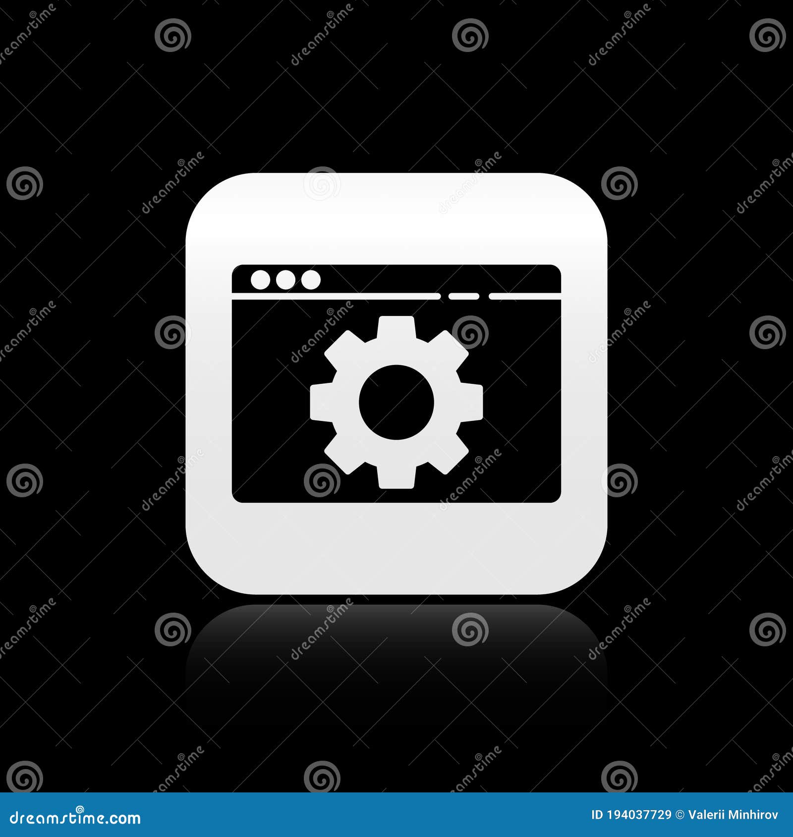 Black Browser Setting Icon Isolated on Black Background. Adjusting ...