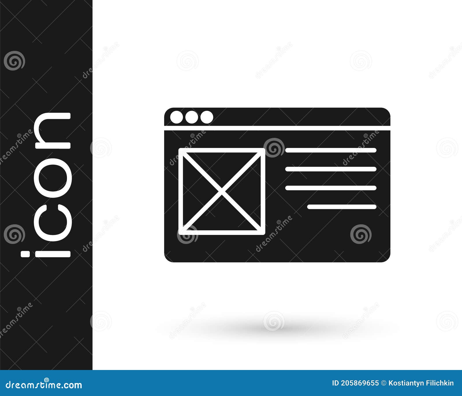 Black Browser Window Icon Isolated on White Background. Vector Stock ...