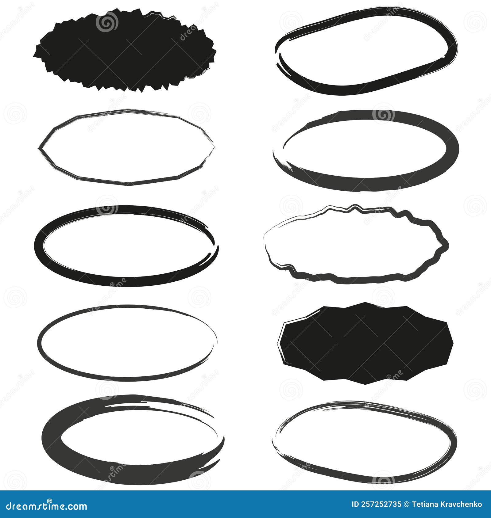 Black Brush Ovals. Brush Texture. Edge Frame. Vector Illustration ...
