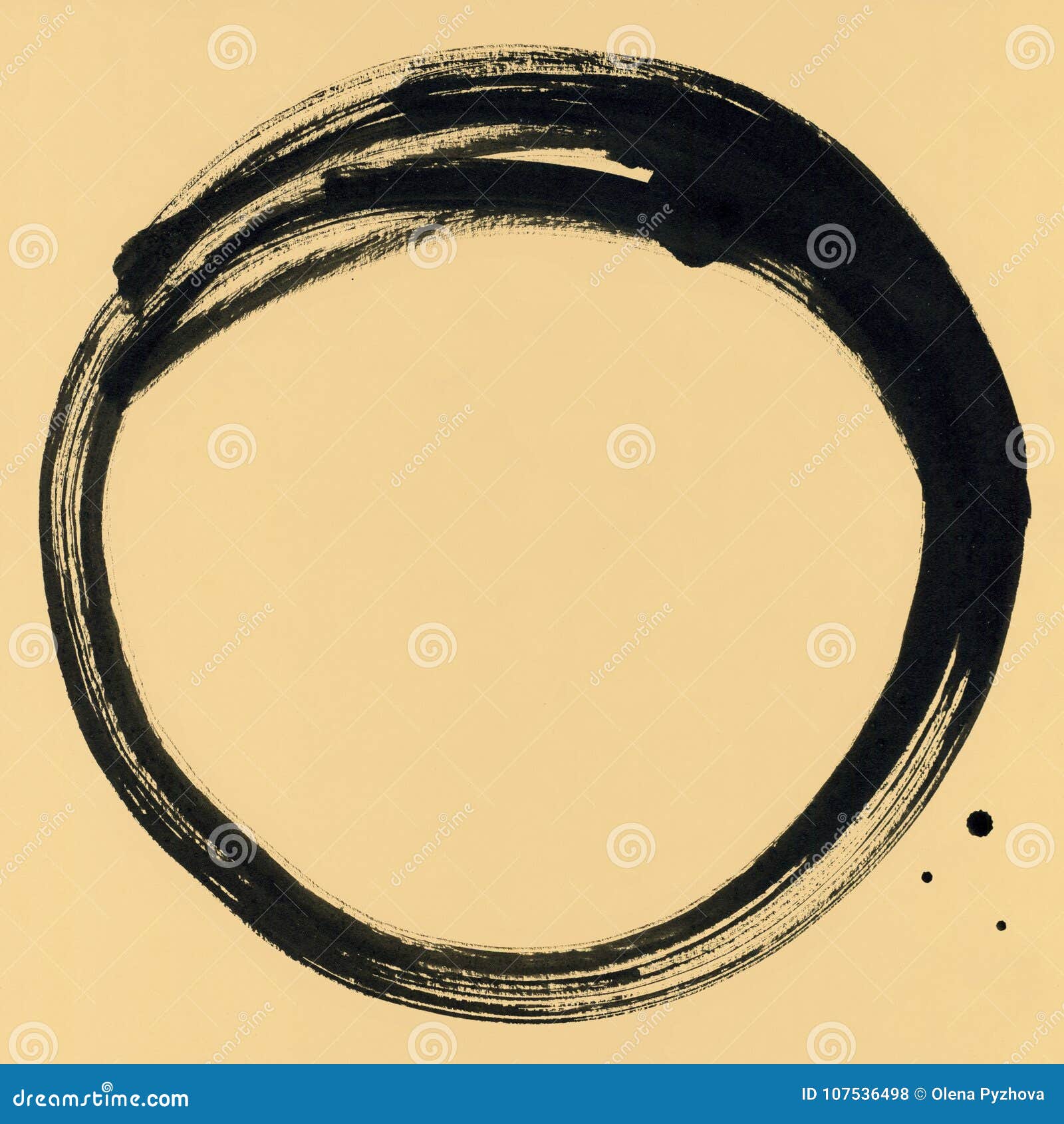 Black Brush Stroke in the Form of a Circle. Drawing Created in Ink ...