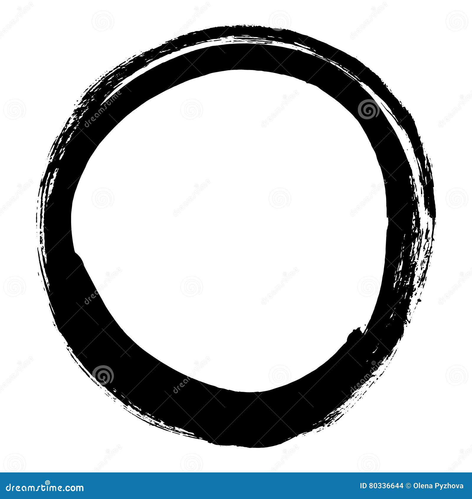 Black Brush Stroke in the Form of a Circle. Drawing Created in Ink ...