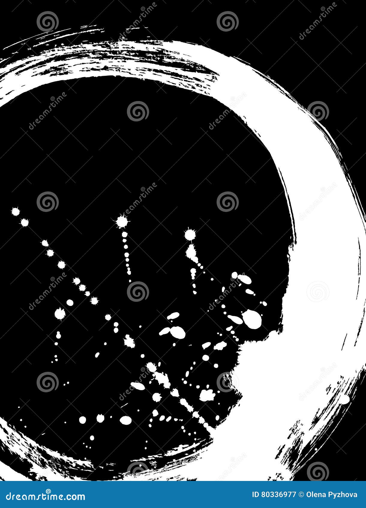 Black Brush Stroke in the Form of a Circle. Drawing Created in Ink ...