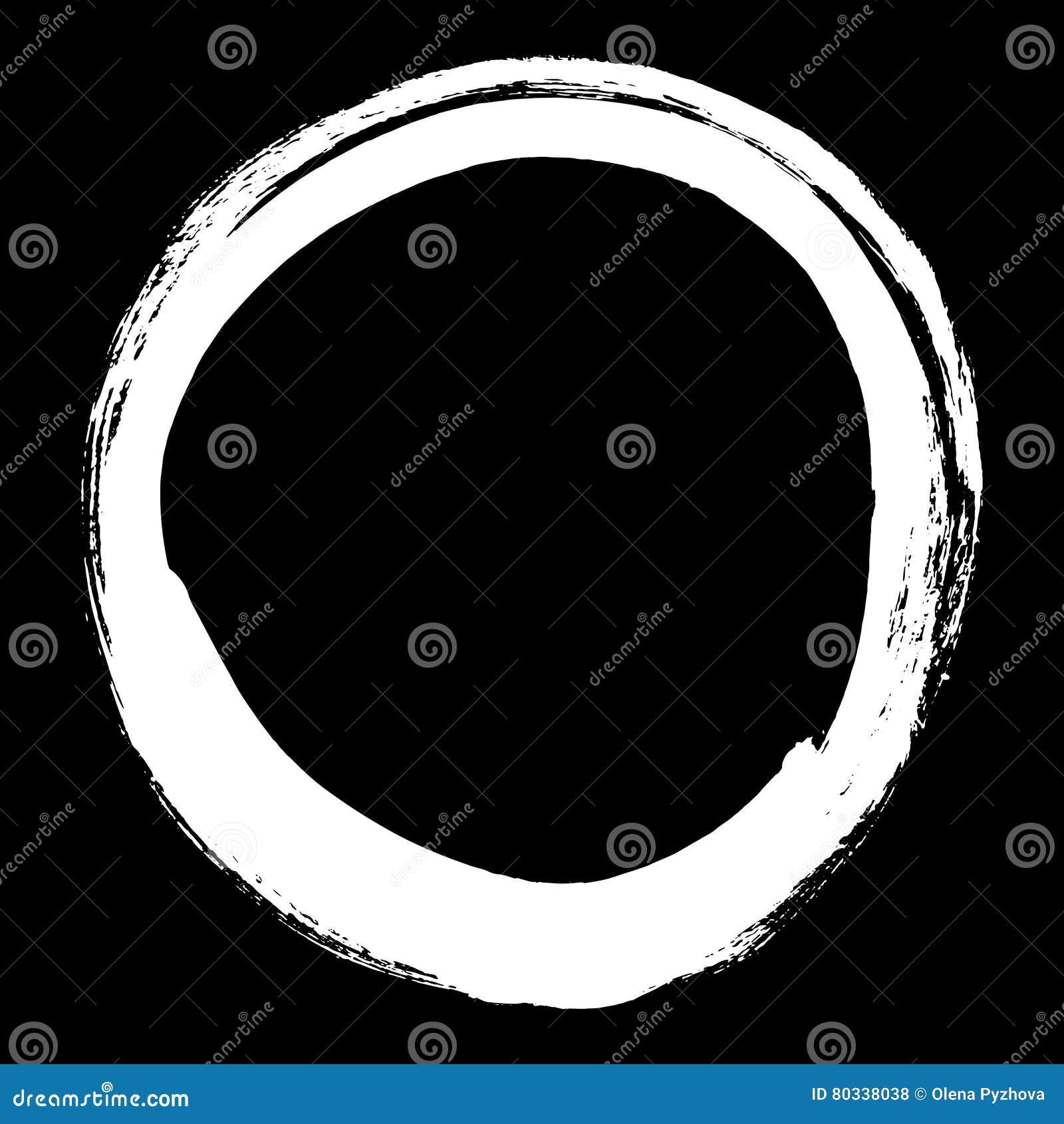 Black Brush Stroke in the Form of a Circle. Drawing Created in Ink ...